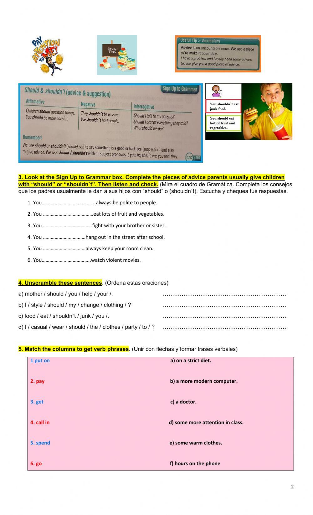 Advice worksheet | Live Worksheets