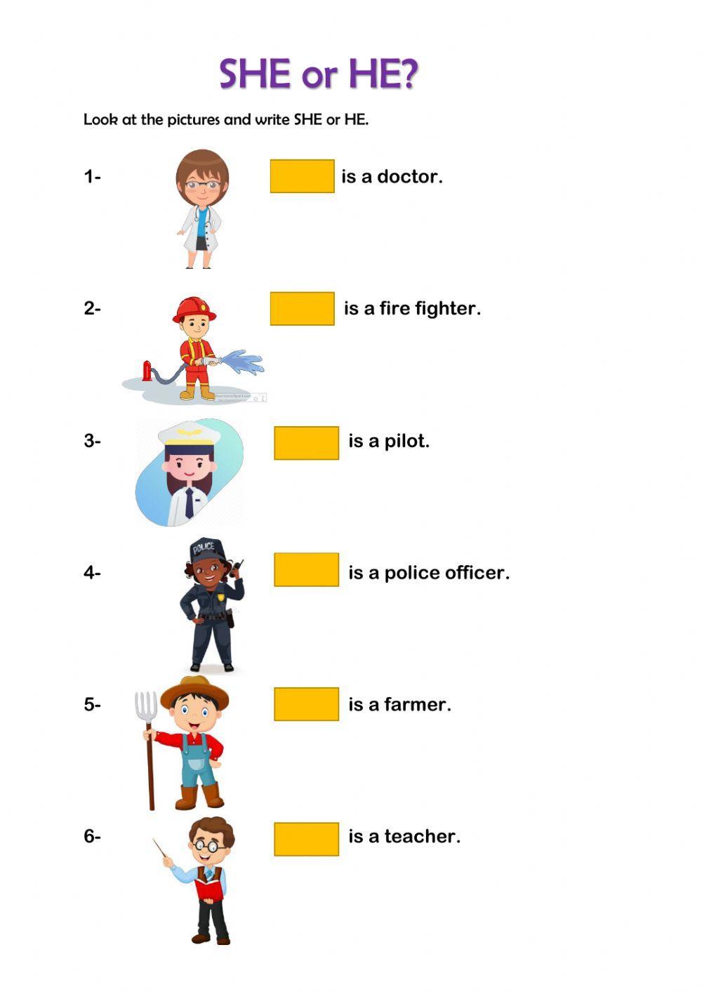 She or He | Free Interactive Worksheets | 344379