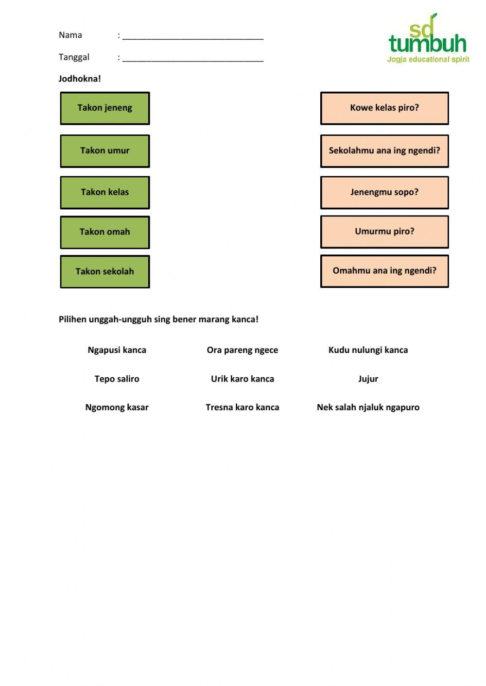 Review Basa Jawa worksheet | Live Worksheets