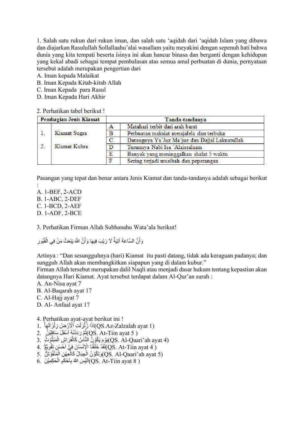 Penilaian 3 materi worksheet | Live Worksheets