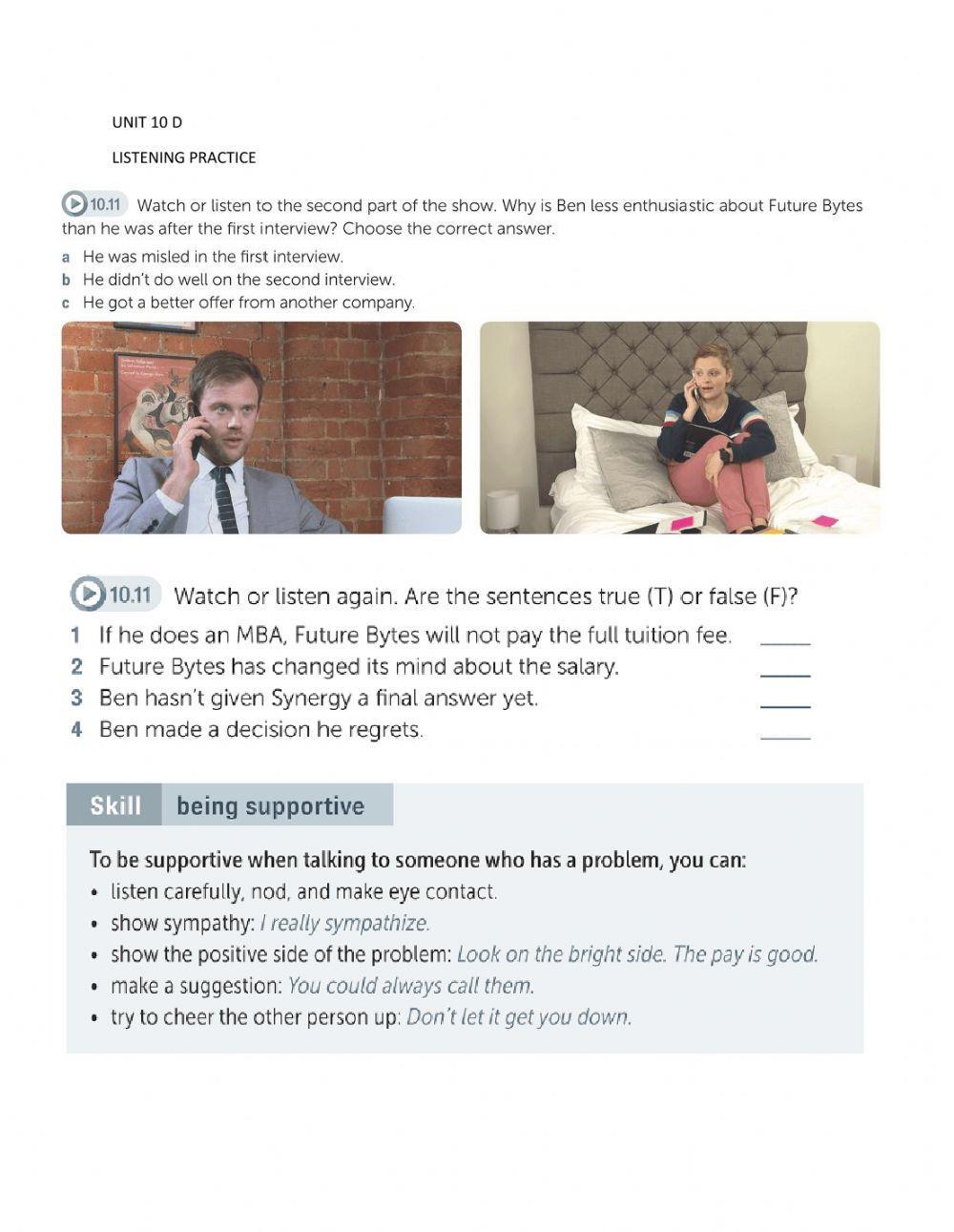 I 8 Unit 10D Listening Practice worksheet | Live Worksheets