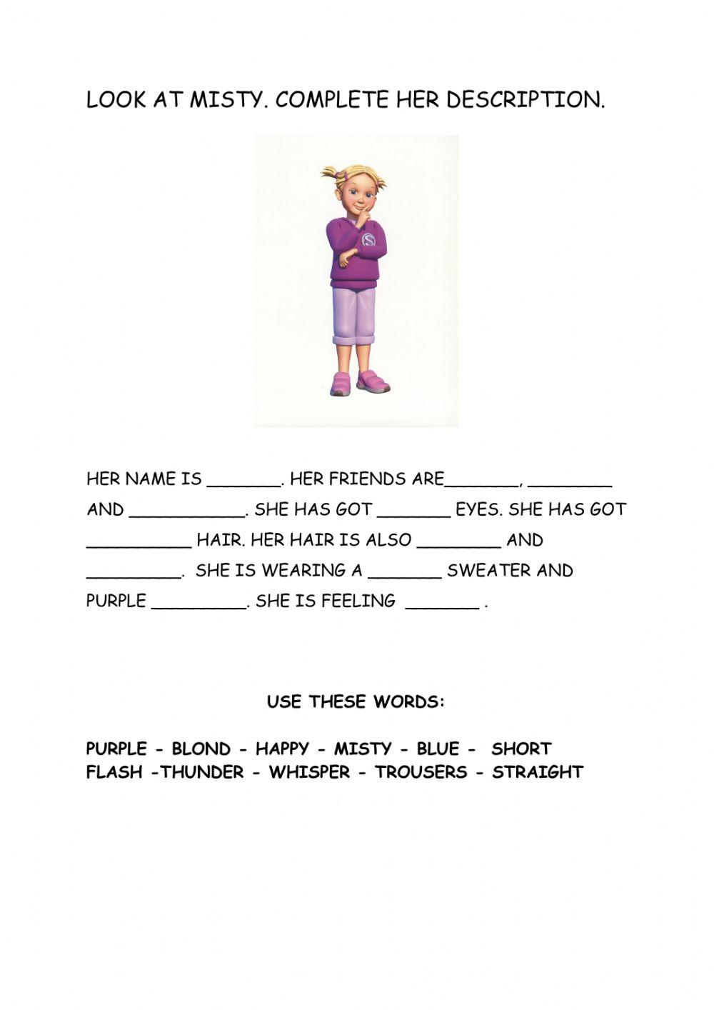Describe Misty worksheet | Live Worksheets