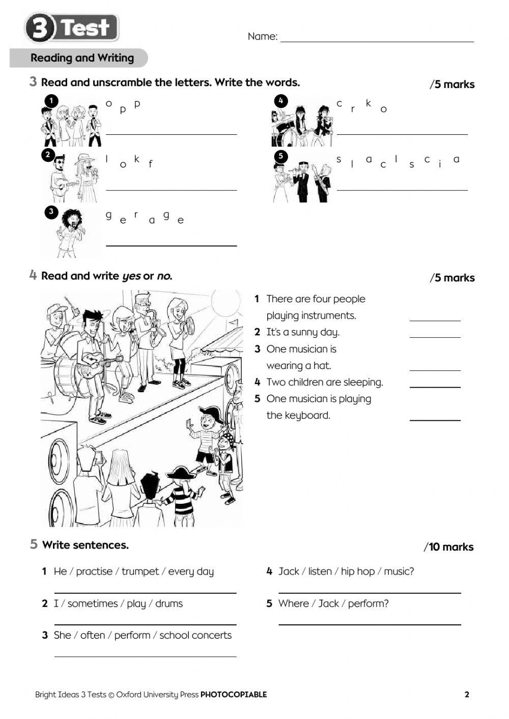 5980394 | Bright Ideas 3 - Unit 3 Test | evelyn maida