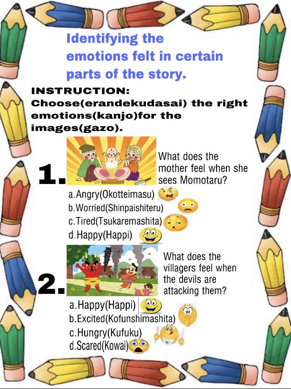Emotions of the story worksheet | Live Worksheets