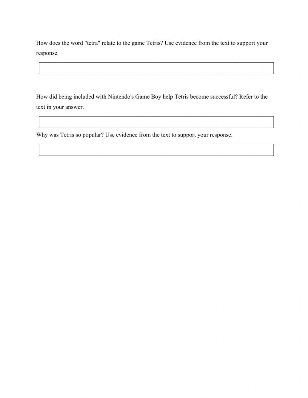 ASP Stream - Reading - Tetris worksheet | Live Worksheets