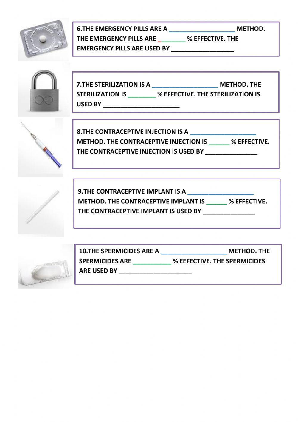 Contraceptive m… | Free Interactive Worksheets | 357278
