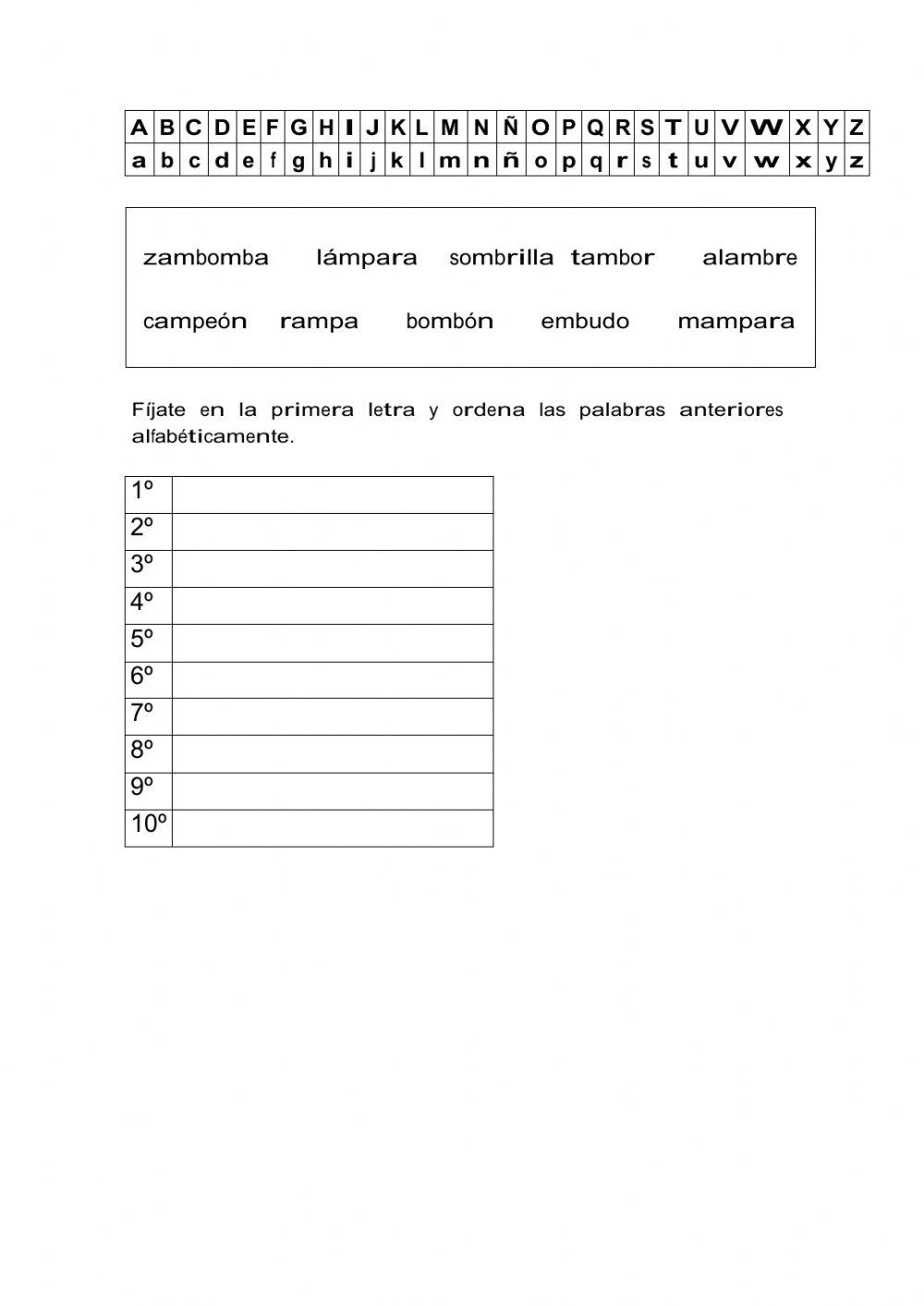 Ordenar palabras online pdf activity | Live Worksheets