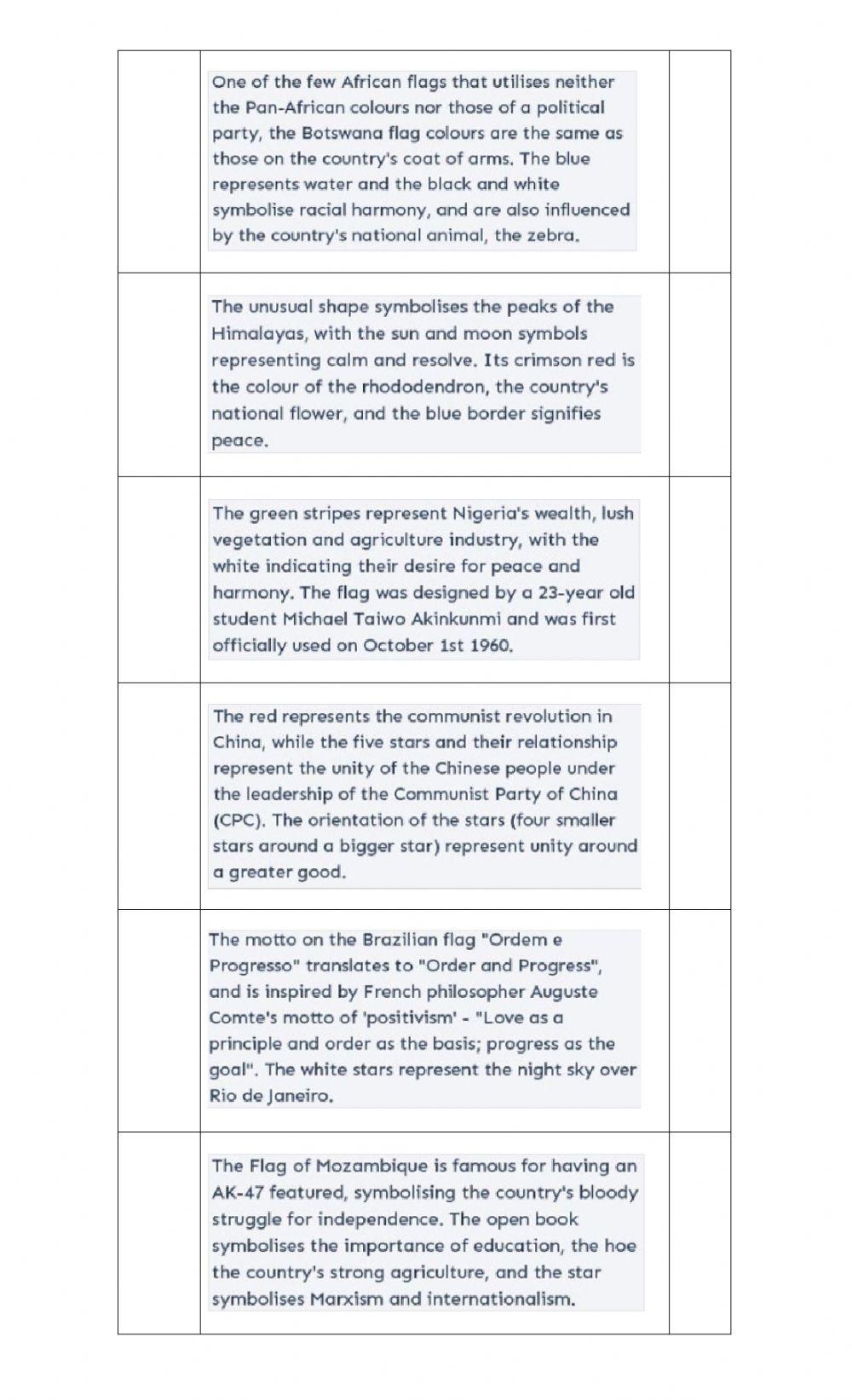 Flags worksheet for Level 15 | Live Worksheets