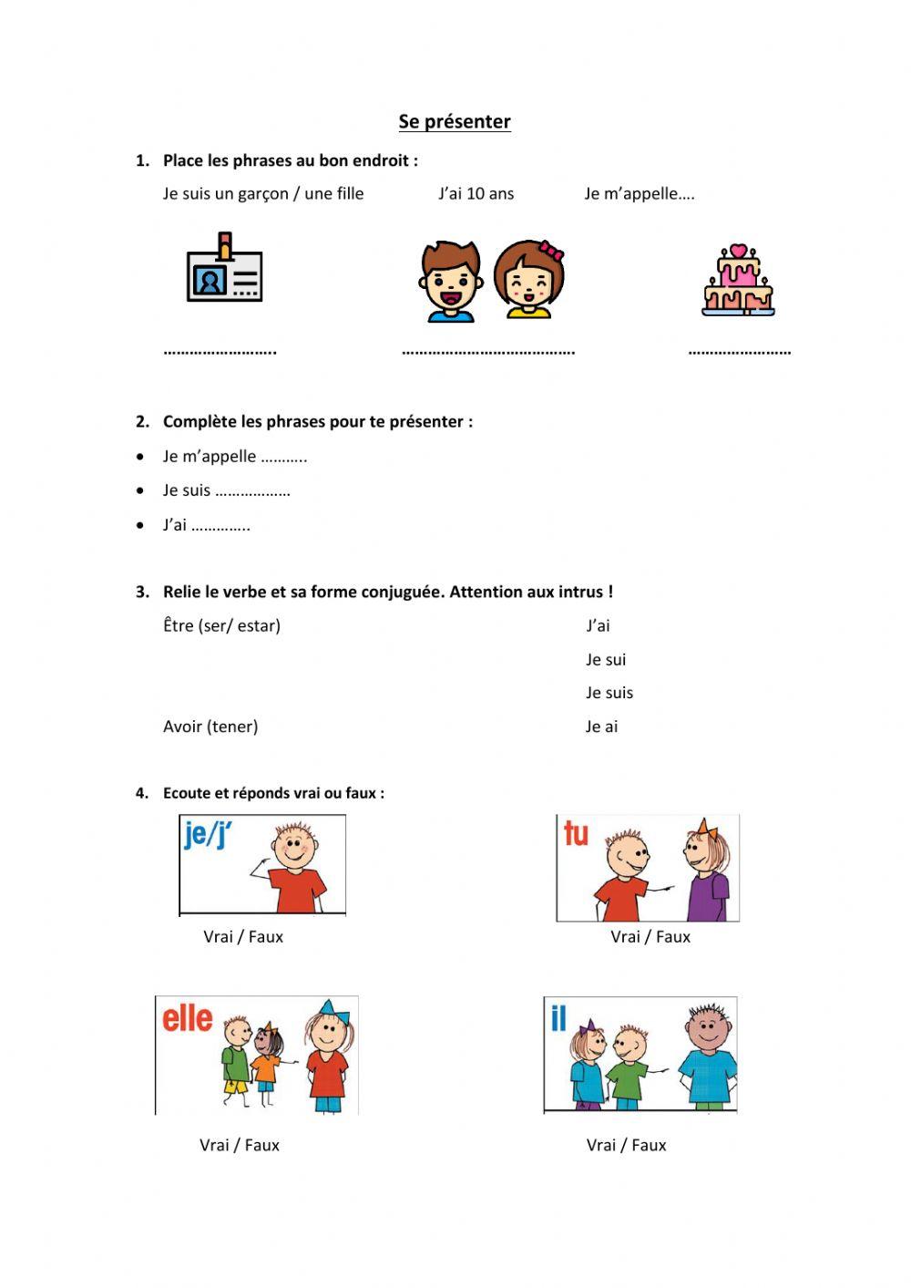 Se présenter | Free Interactive Worksheets | 476353
