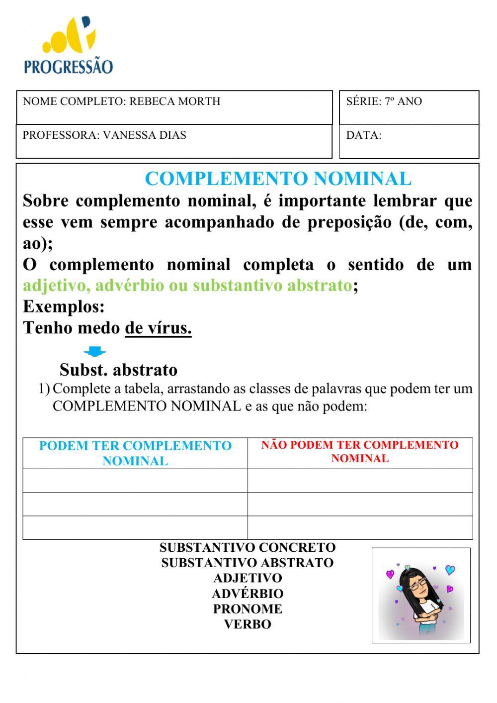 COMPLEMENTO NOM… | Free Interactive Worksheets | 6011105