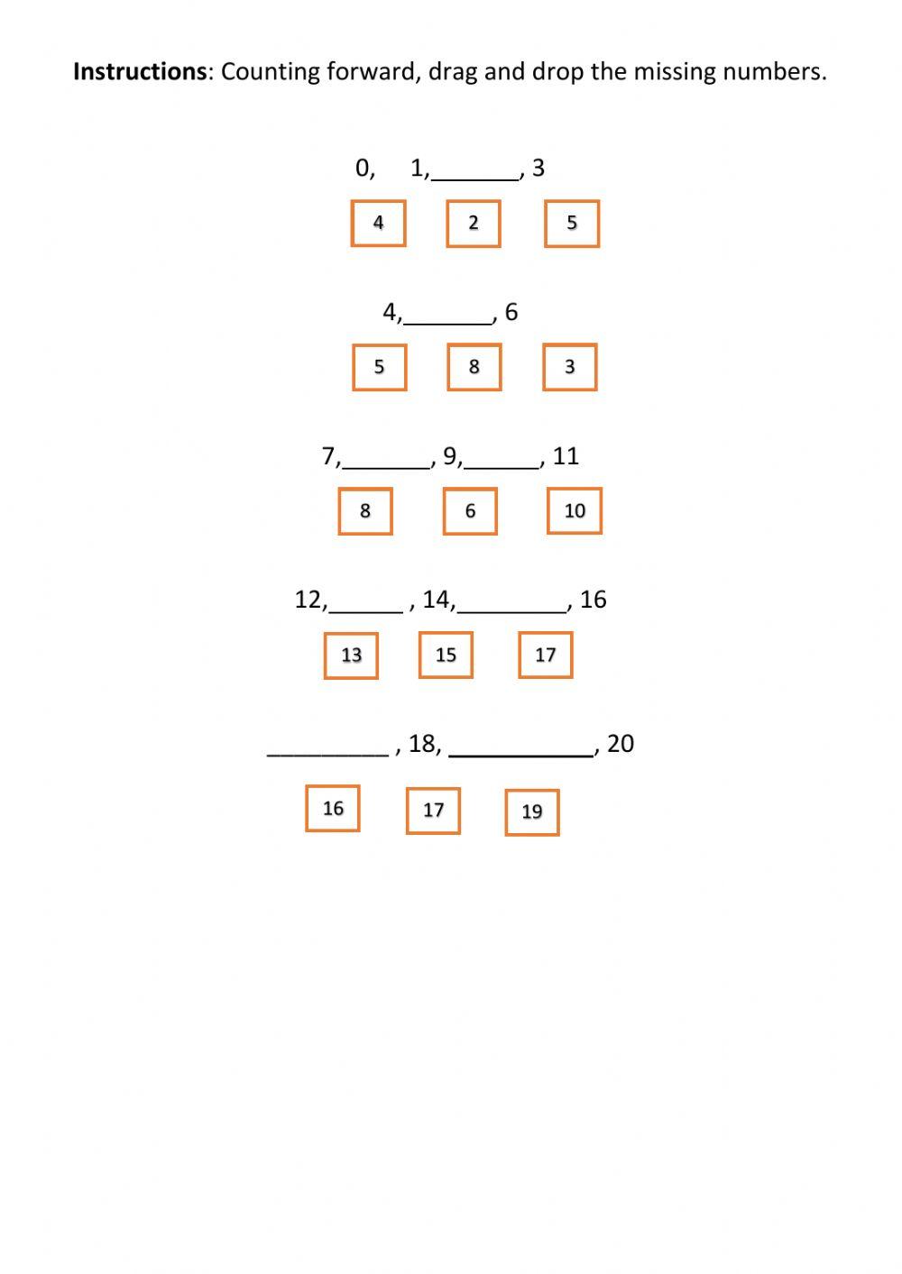 Fill in the missing numbers online exercise | Live Worksheets