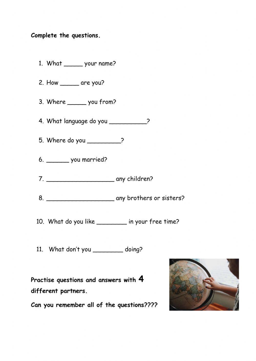 All About Me Questions For Students