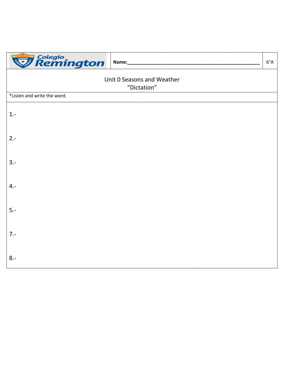 Dictation interactive exercise for Esl 6 | Live Worksheets