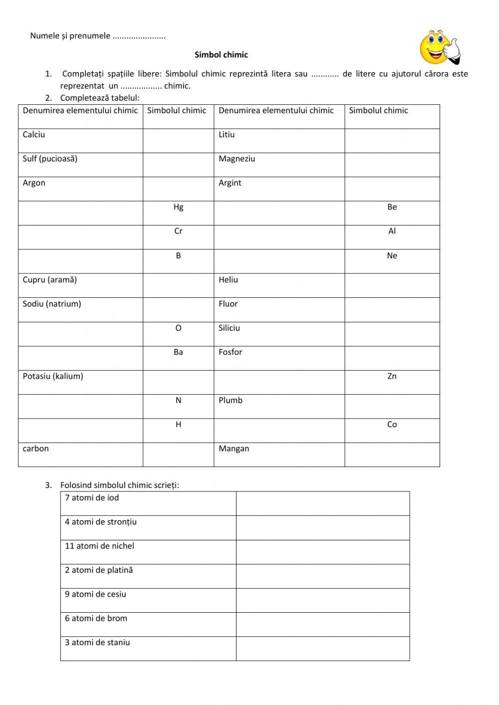 Simbol chimic worksheet | Live Worksheets