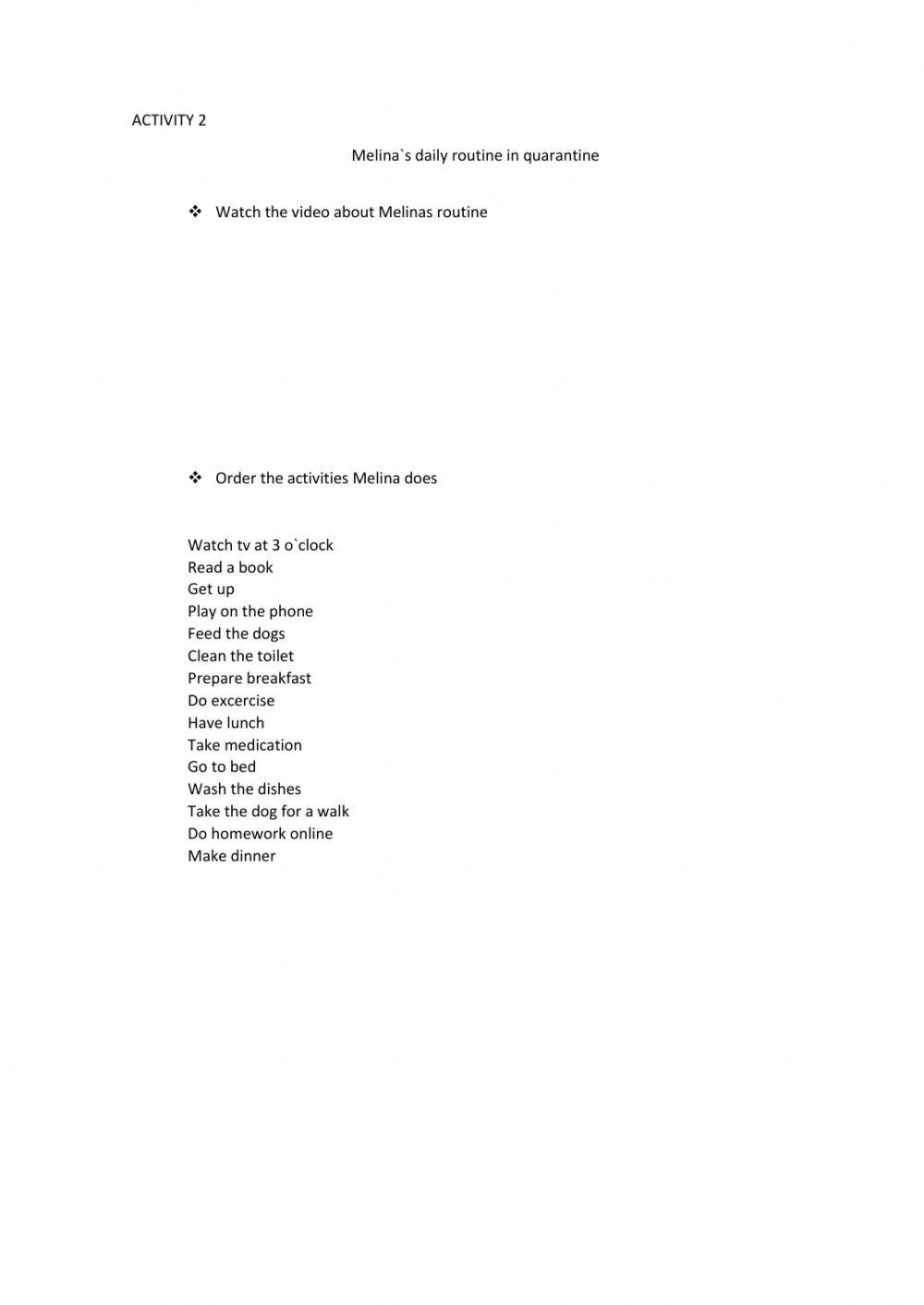 Daily routine in quarantine worksheet | Live Worksheets