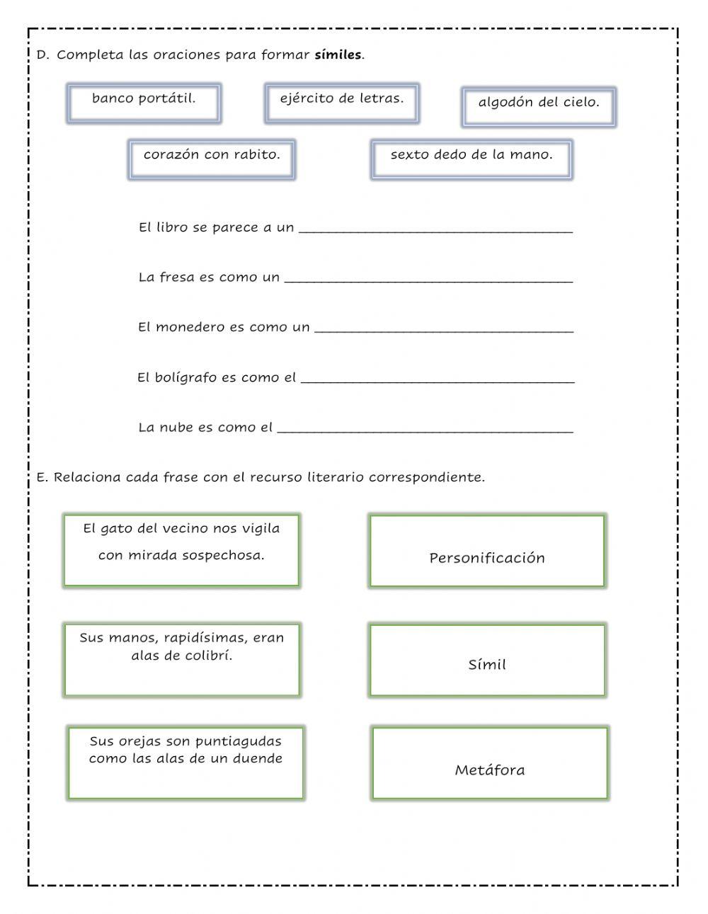 Recursos literarios online exercise for | Live Worksheets Recursos literarios online exercise for | Live Worksheets