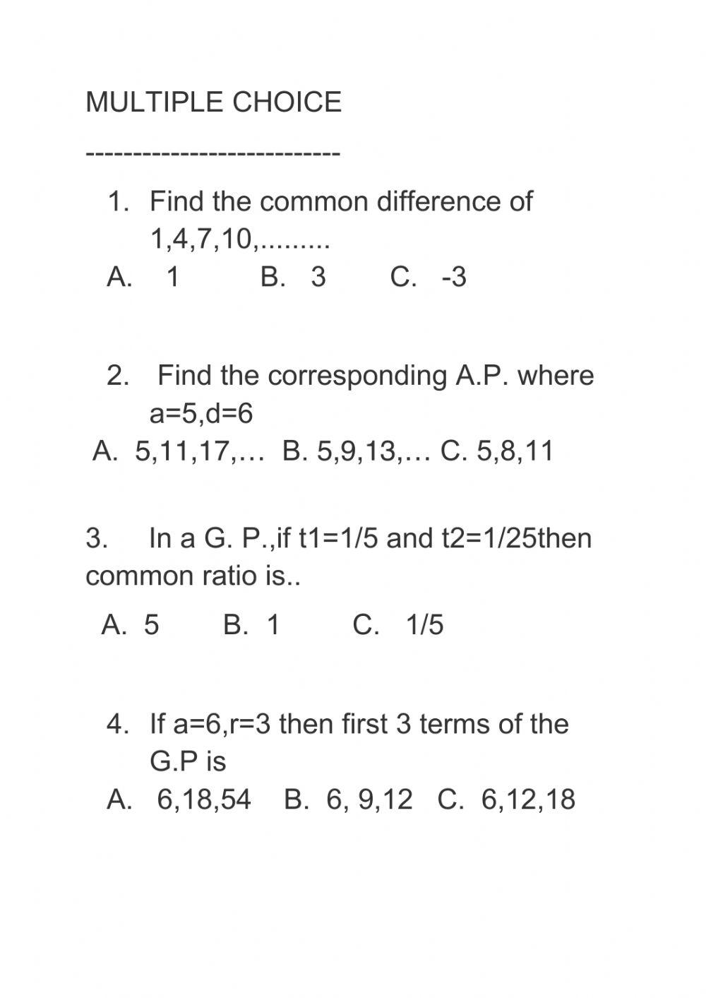 X Numbers & Sequences worksheet | Live Worksheets