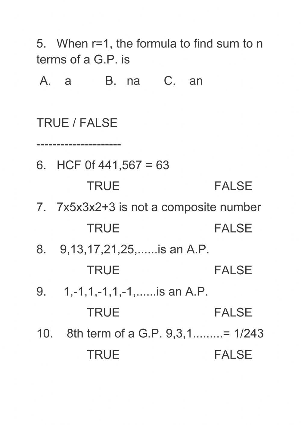 X Numbers & Sequences worksheet | Live Worksheets