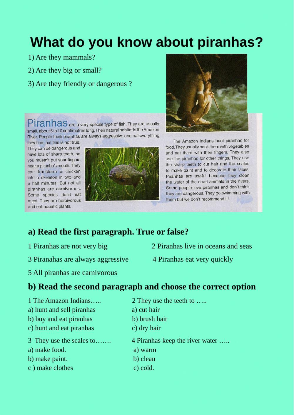 Piranhas | Free Interactive Worksheets | 360257 Piranhas | Free Interactive Worksheets | 360257