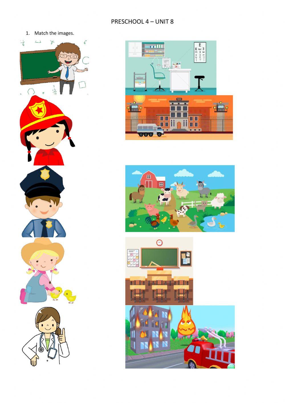 Professions interactive exercise for PRESCHOOL 4 | Live Worksheets