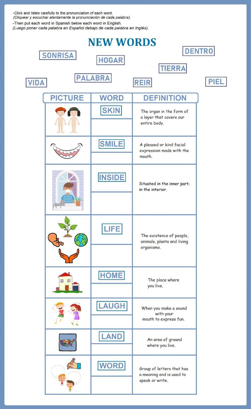 Vocabulary-2nd Part activity | Live Worksheets
