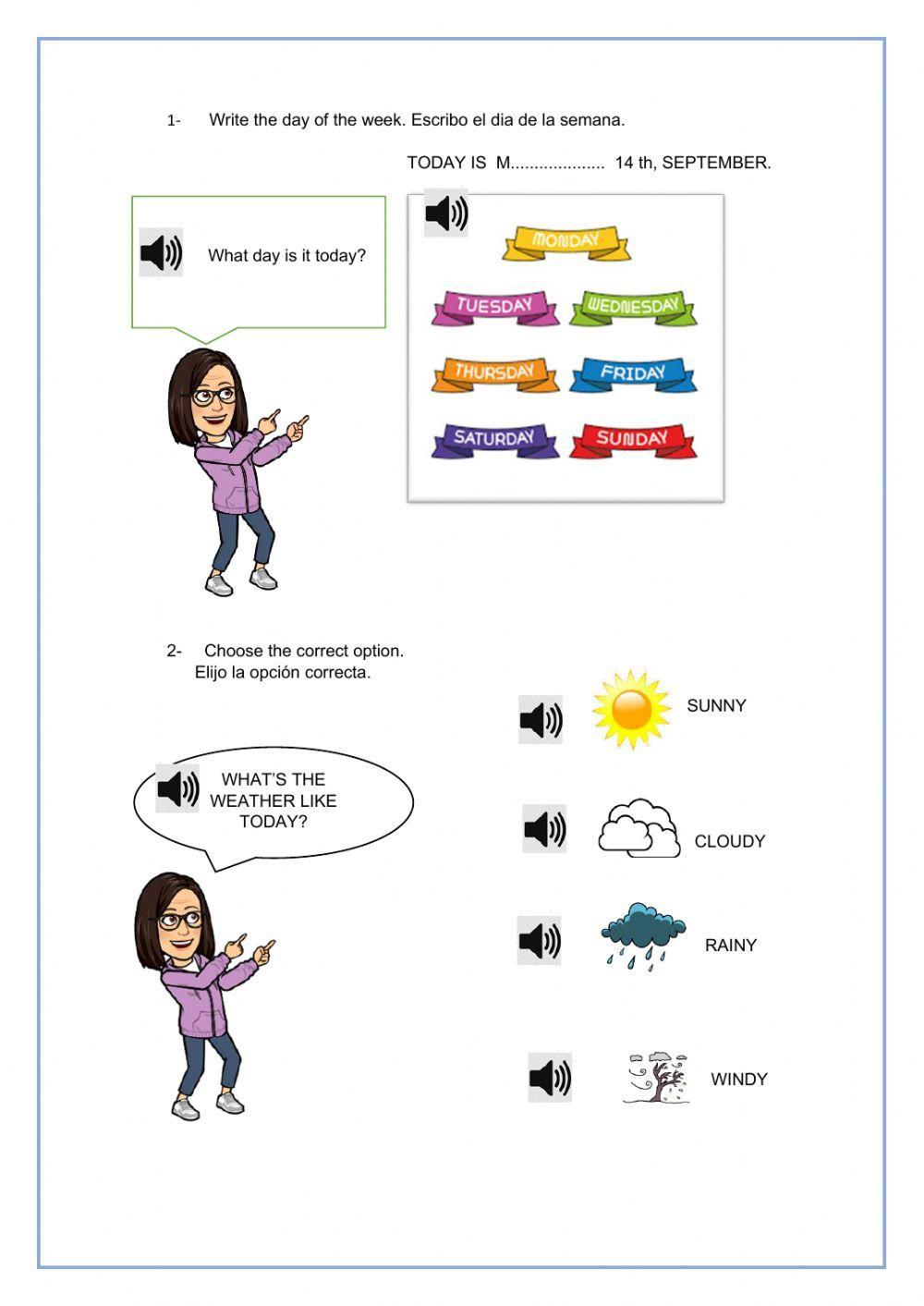 Days of the week-the weather worksheet | Live Worksheets