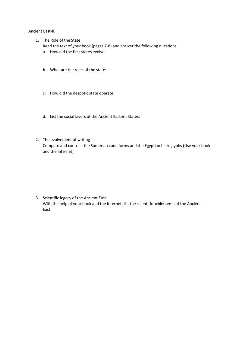 Legacy of the Ancient East worksheet | Live Worksheets