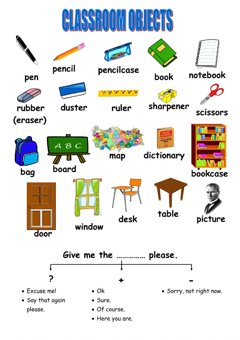 Clasroom objects | semra telli | Live Worksheets