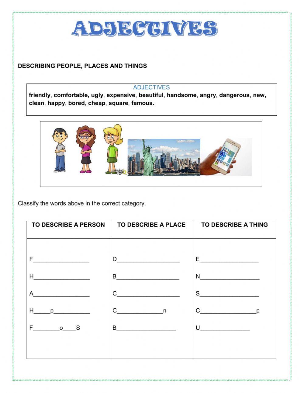 Adjectives online exercise for Básico | Live Worksheets