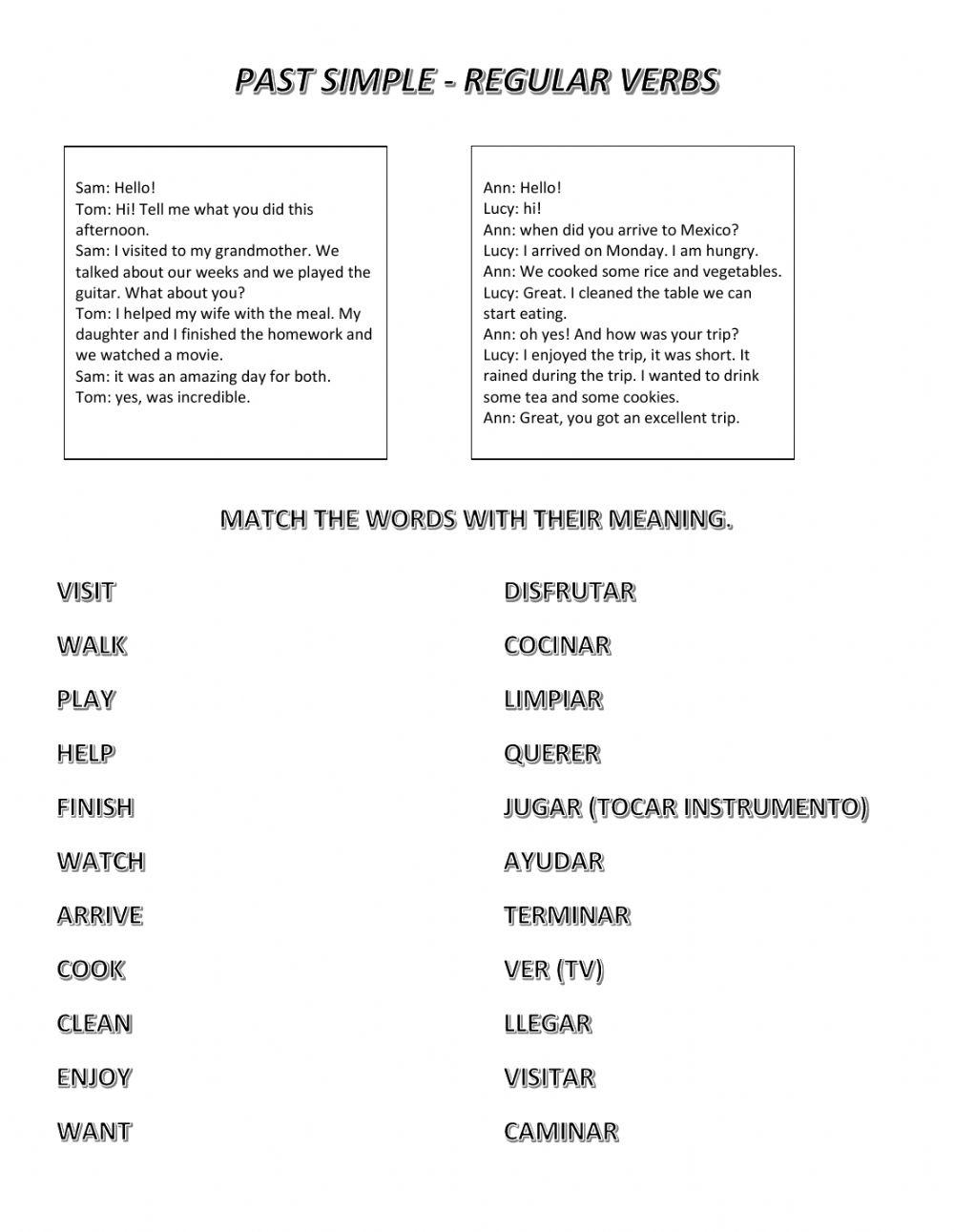 Past simple - regular verbs online pdf activity | Live Worksheets