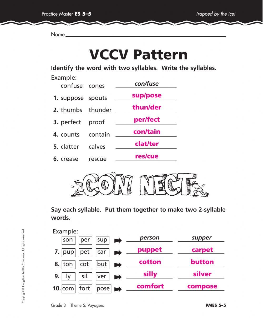 VC-CV patterns | Free Interactive Worksheets | 6020584