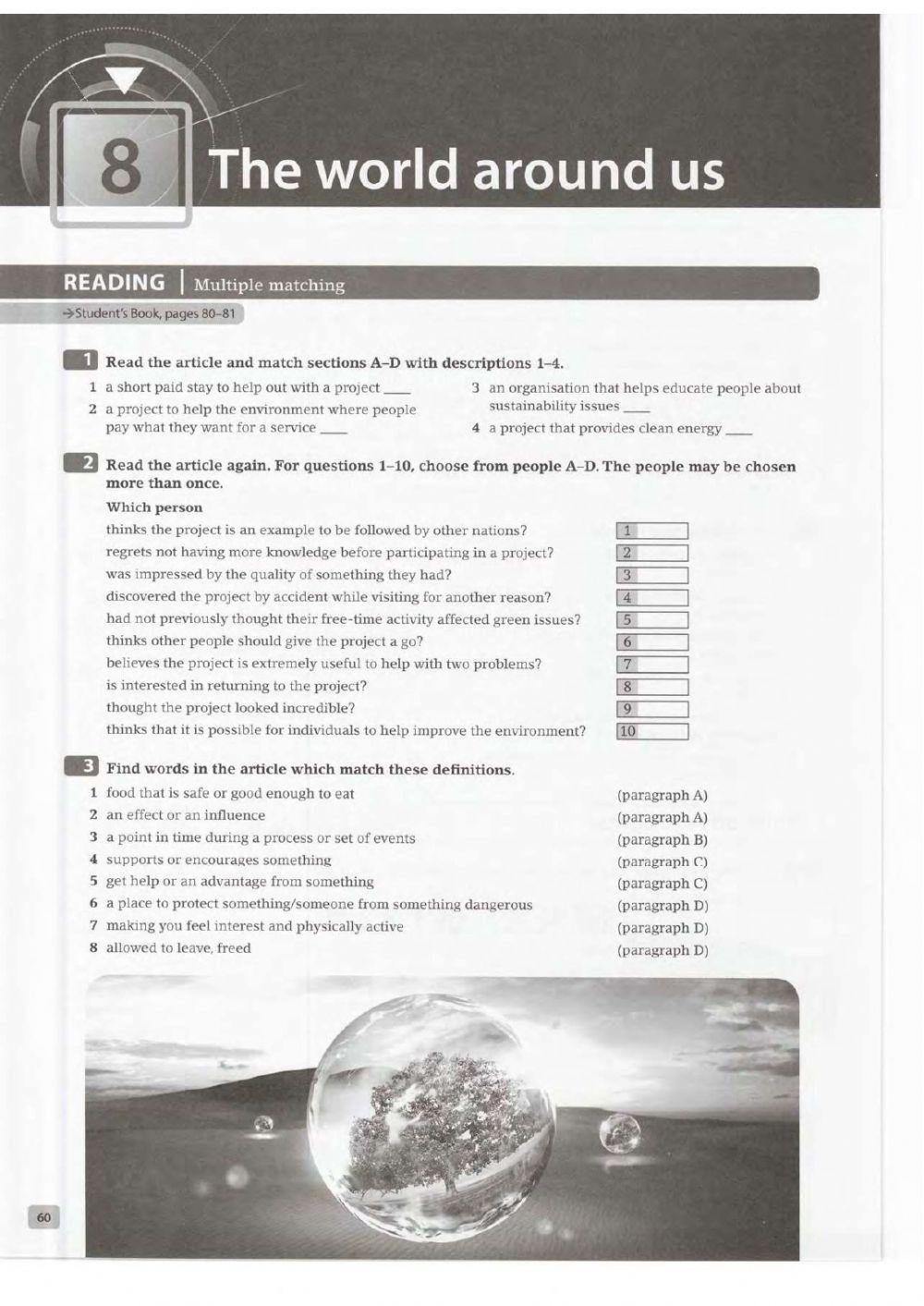 Unit 8 reading … | Free Interactive Worksheets | 6021997