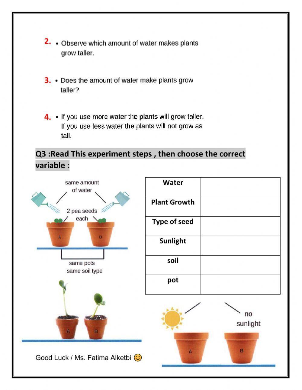 science variables worksheet