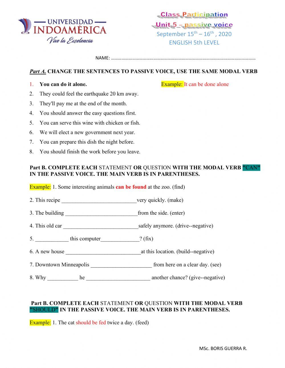 passive -modal verbs fifth level unit 5 5846659 | BORIS