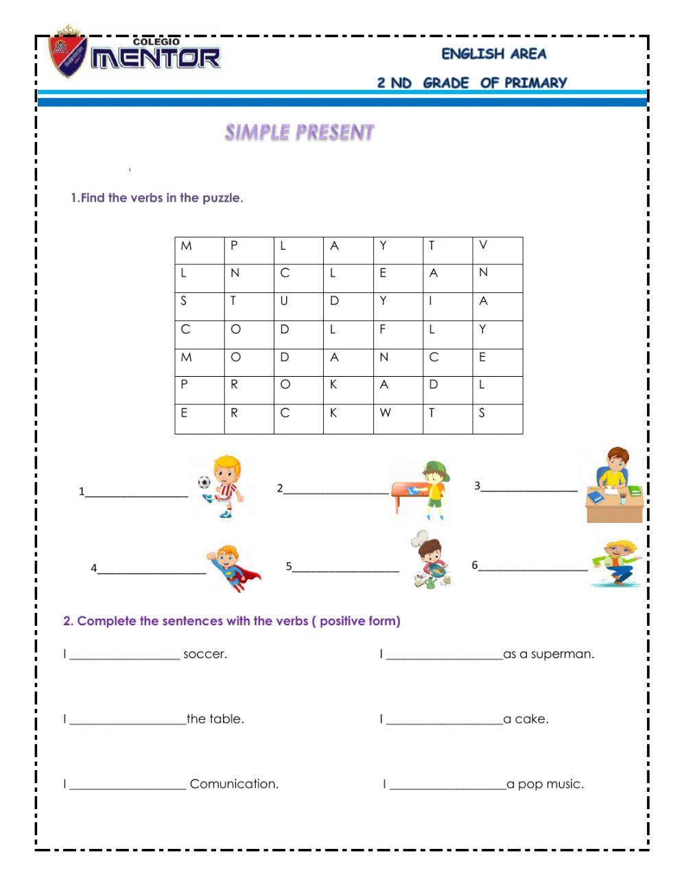 Simple present online exercise for 2 nd grade | Live Worksheets