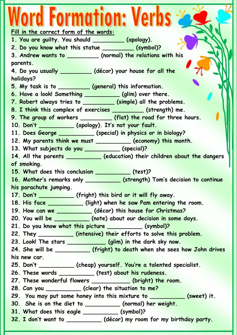 Word formation verbs 6023986 | myrna del carmen flores