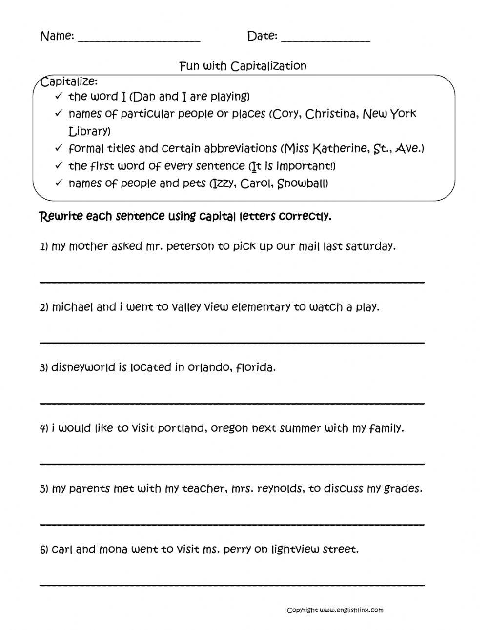 Capitalization online exercise for | Live Worksheets