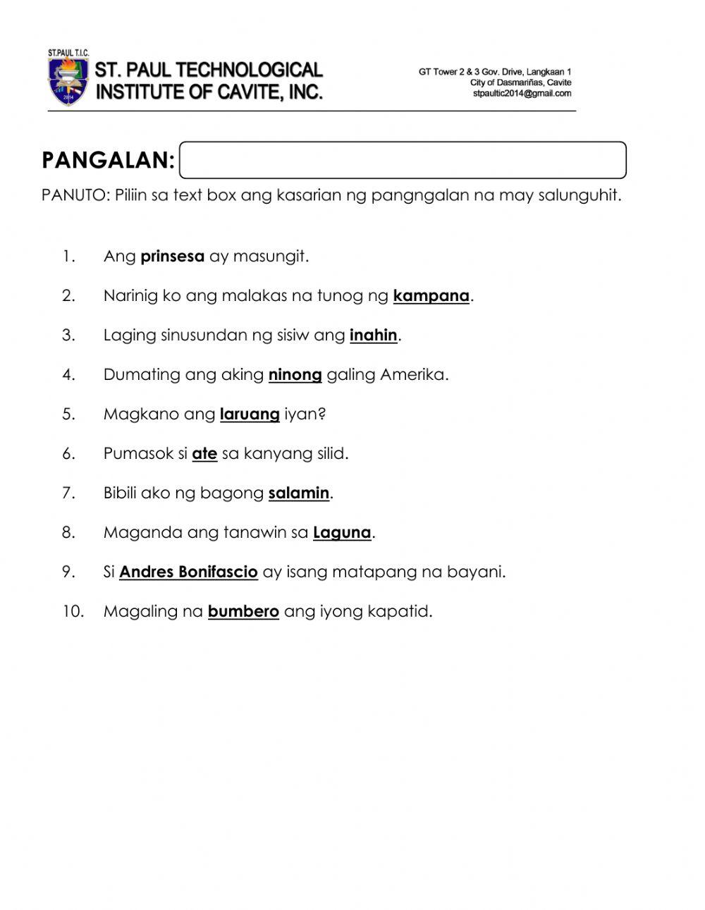 Gamit Ng Pangngalan Activity Live Worksheets - vrogue.co