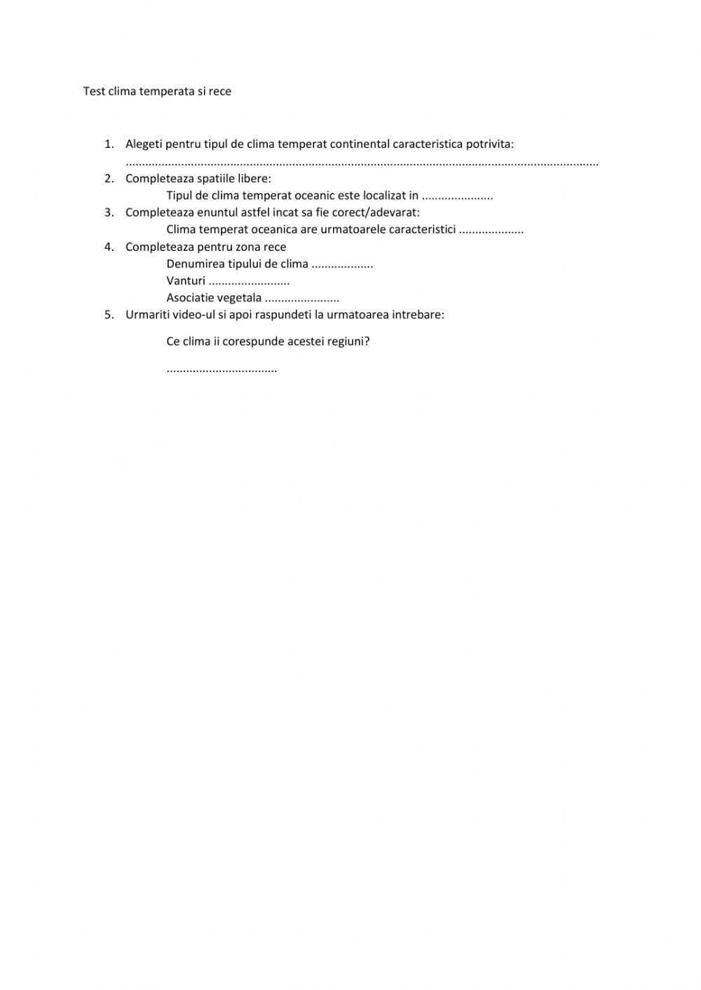 Clima temperata si rece | filipanda | Live Worksheets