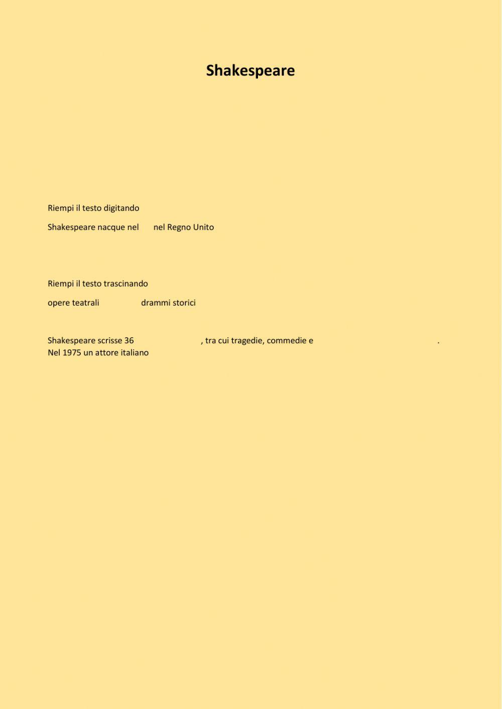 Shakespeare interactive exercise | Live Worksheets