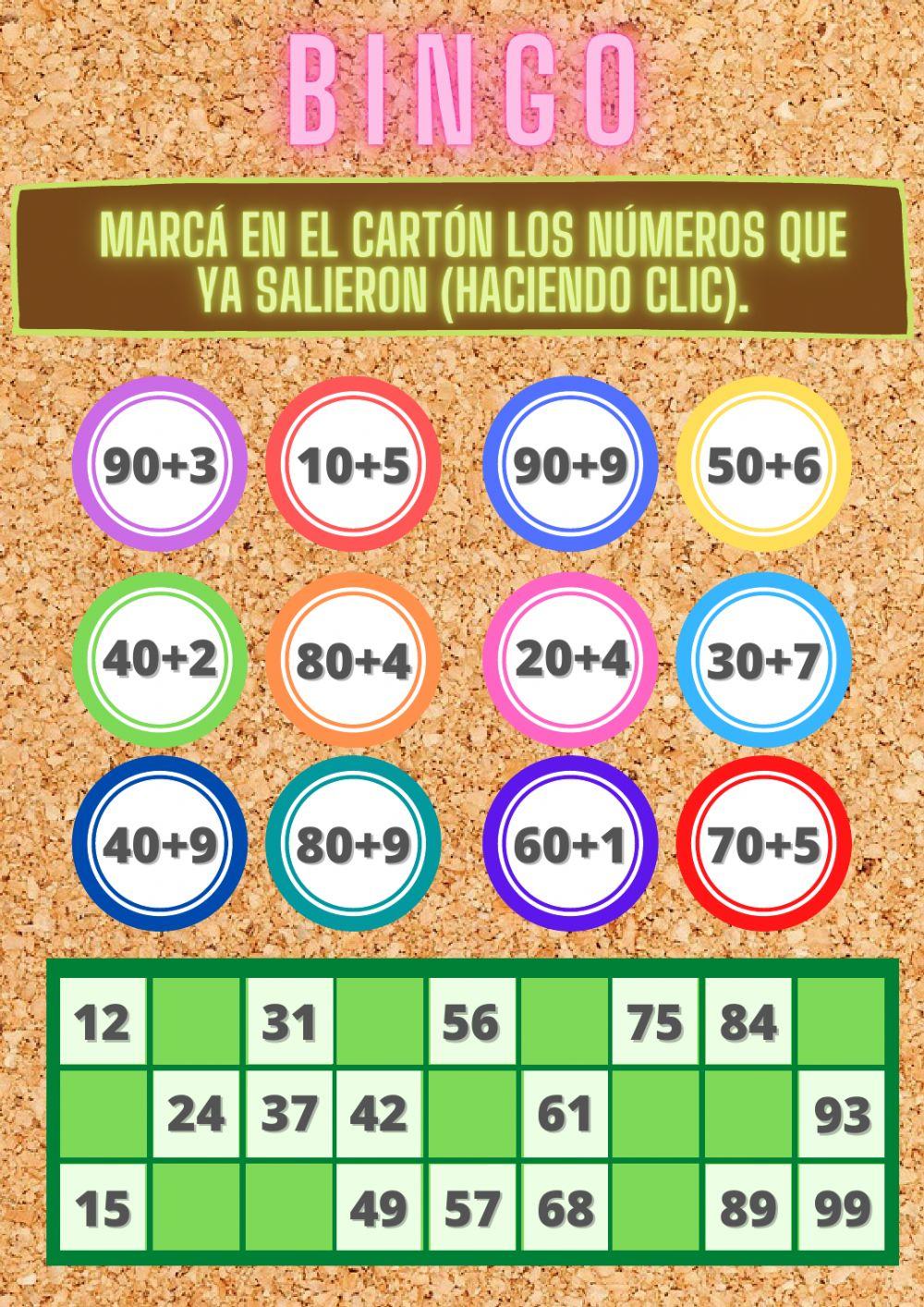 Bingo - componer números hasta 99 365042 | Carolina