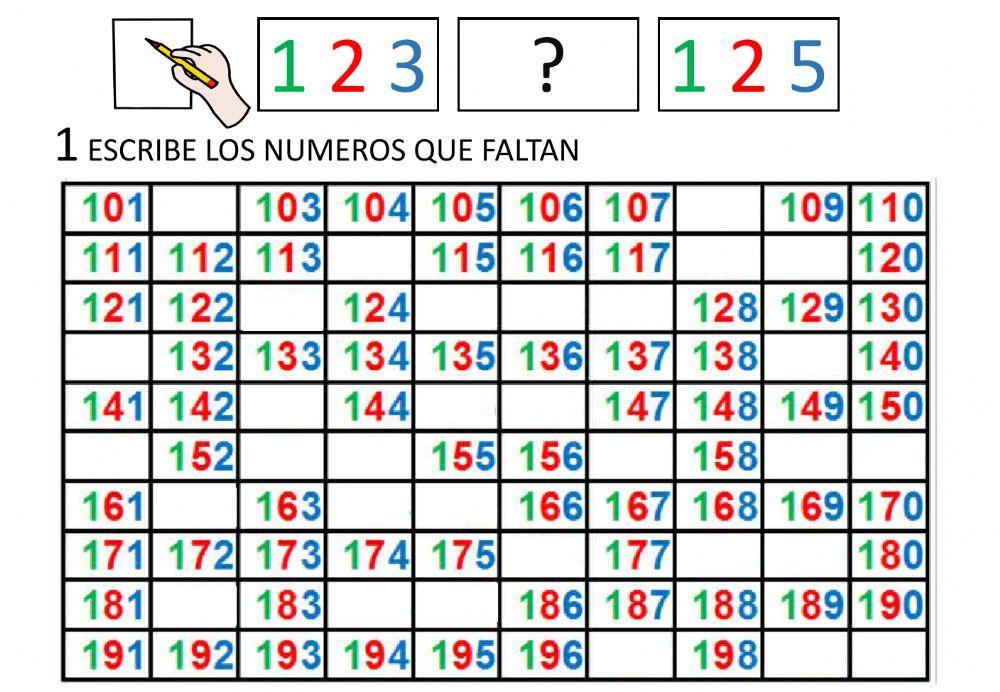 Numeros Del 100 Al 200 Para Completar - Image to u Numeros Del 100 Al 200 Para Completar - Image to u