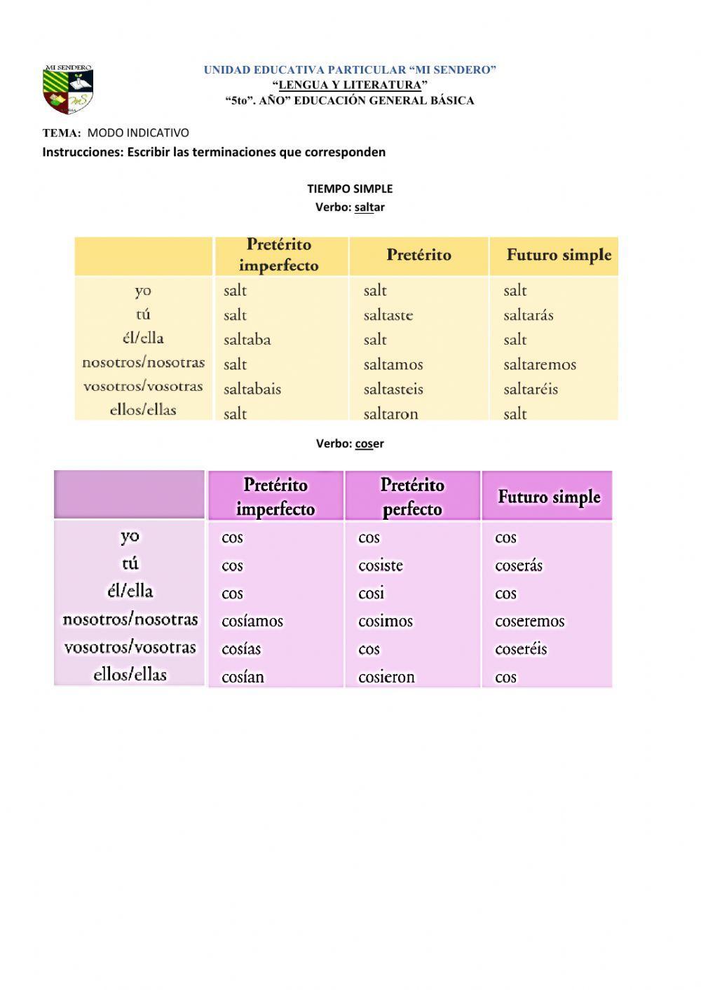 Los Tiempos Verbales Indicativo Compuestos Worksheet Live Worksheets