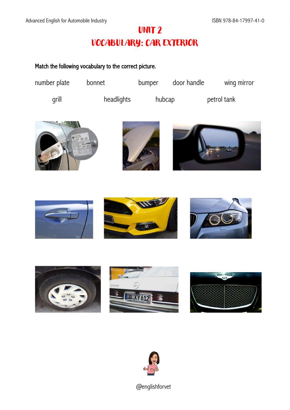 Car exterior worksheet | Live Worksheets