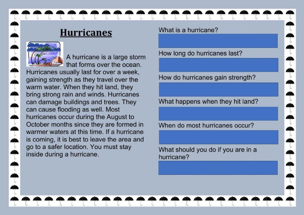 hurricane compr… | Free Interactive Worksheets | 6031787
