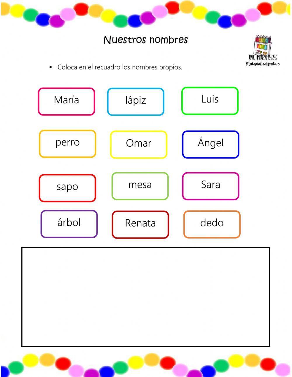Conocer los nombres worksheet | Live Worksheets
