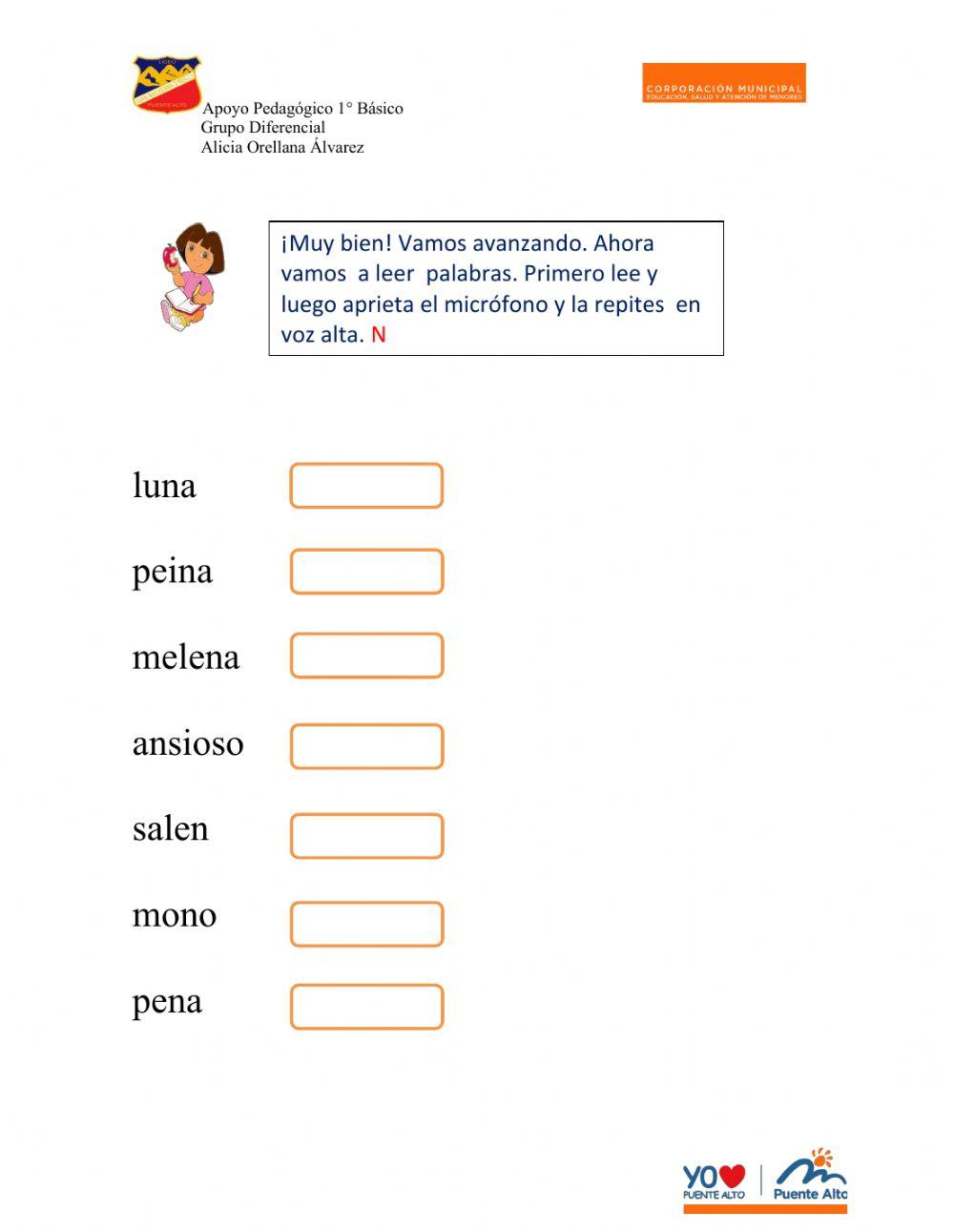 Fonema N online exercise | Live Worksheets