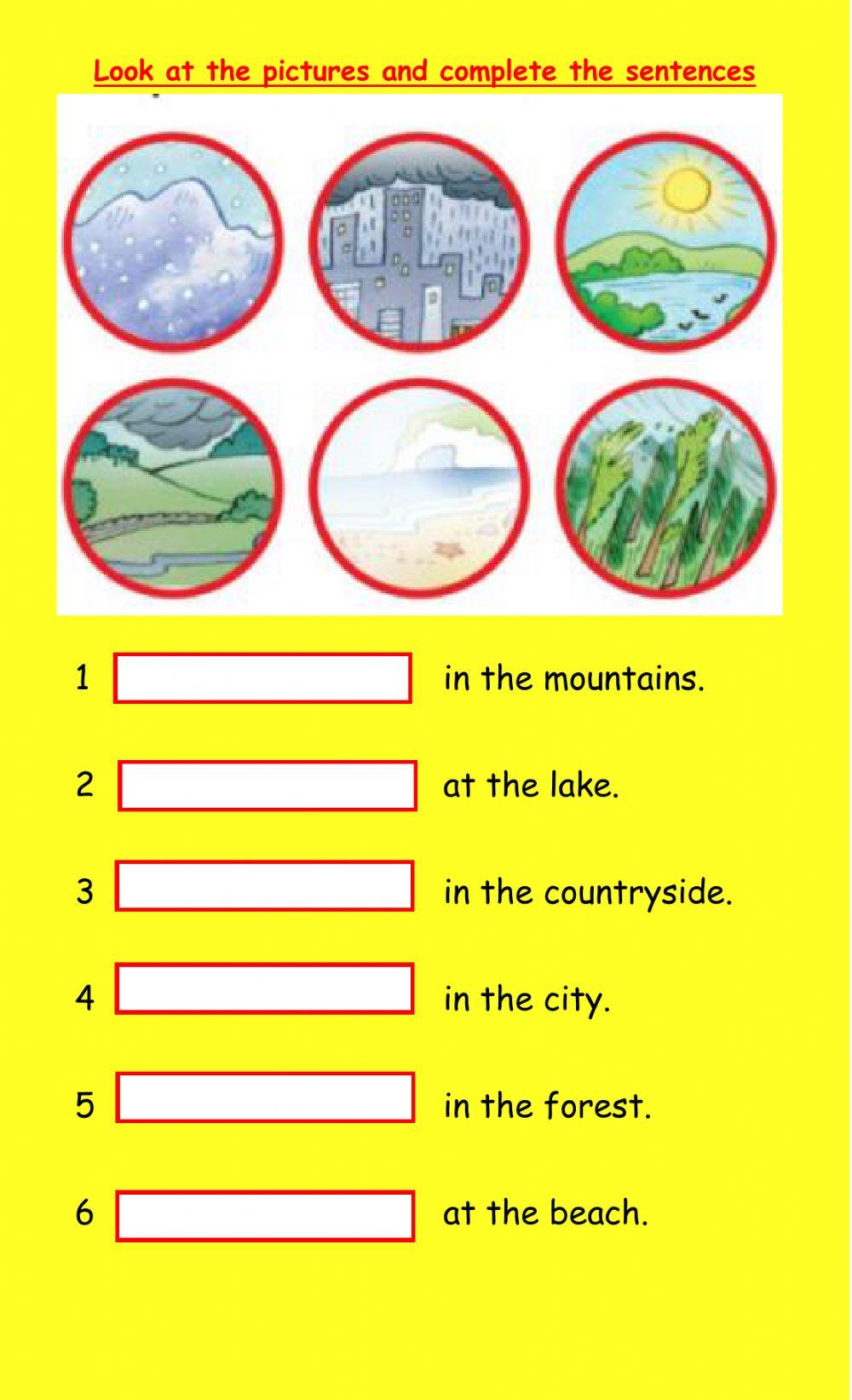 Weather - places worksheet | Live Worksheets