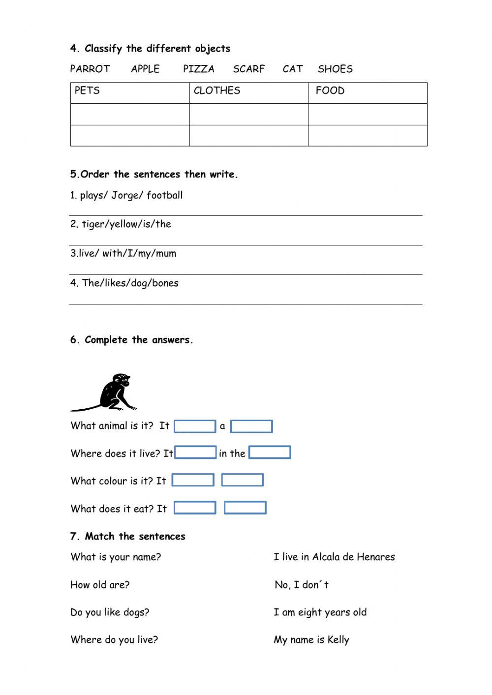 Initial Evaluation Ingles Third gradeB worksheet | Live Worksheets