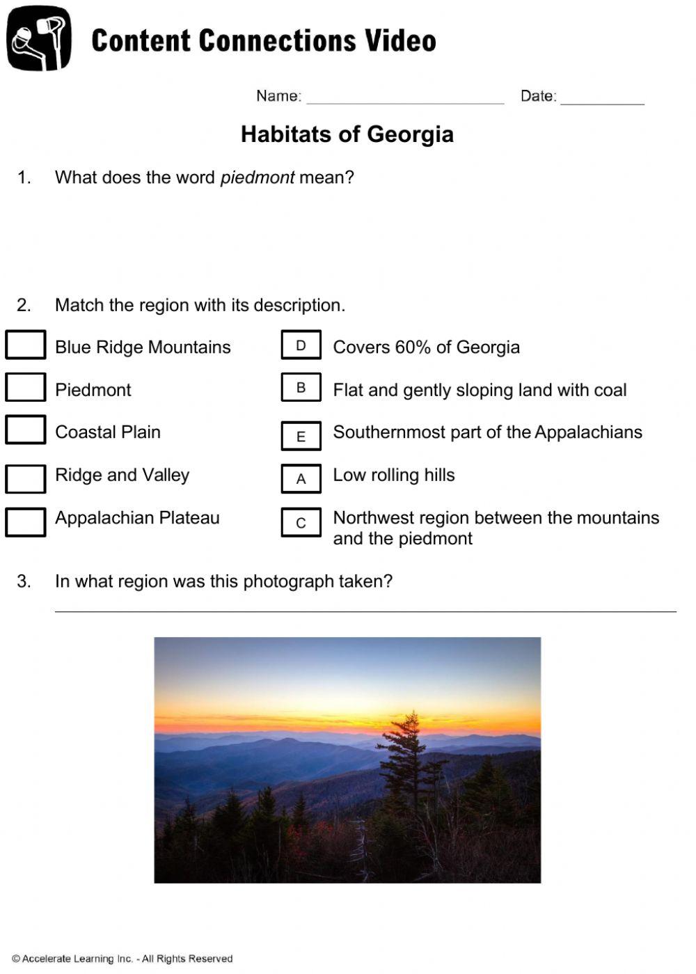 Habitat online exercise | Live Worksheets